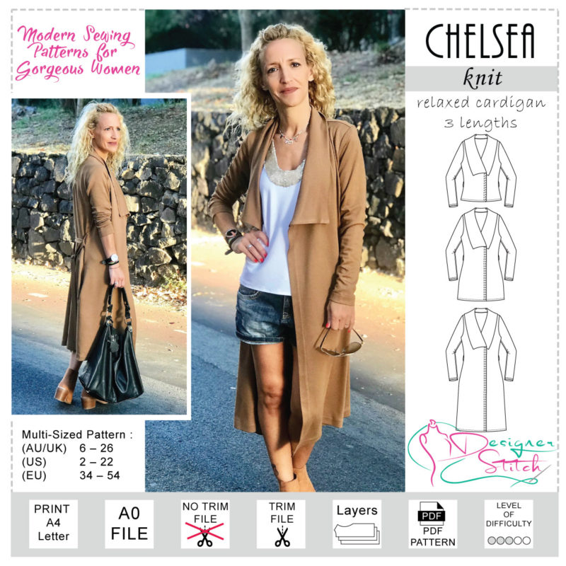 Chelsea Cardigan Sewing Pattern (PDF) - Designer Stitch