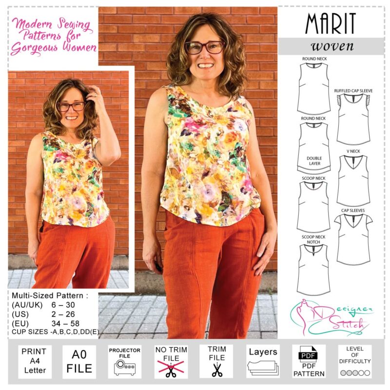 Marit Shell Top Sewing Pattern (PDF) - Designer Stitch
